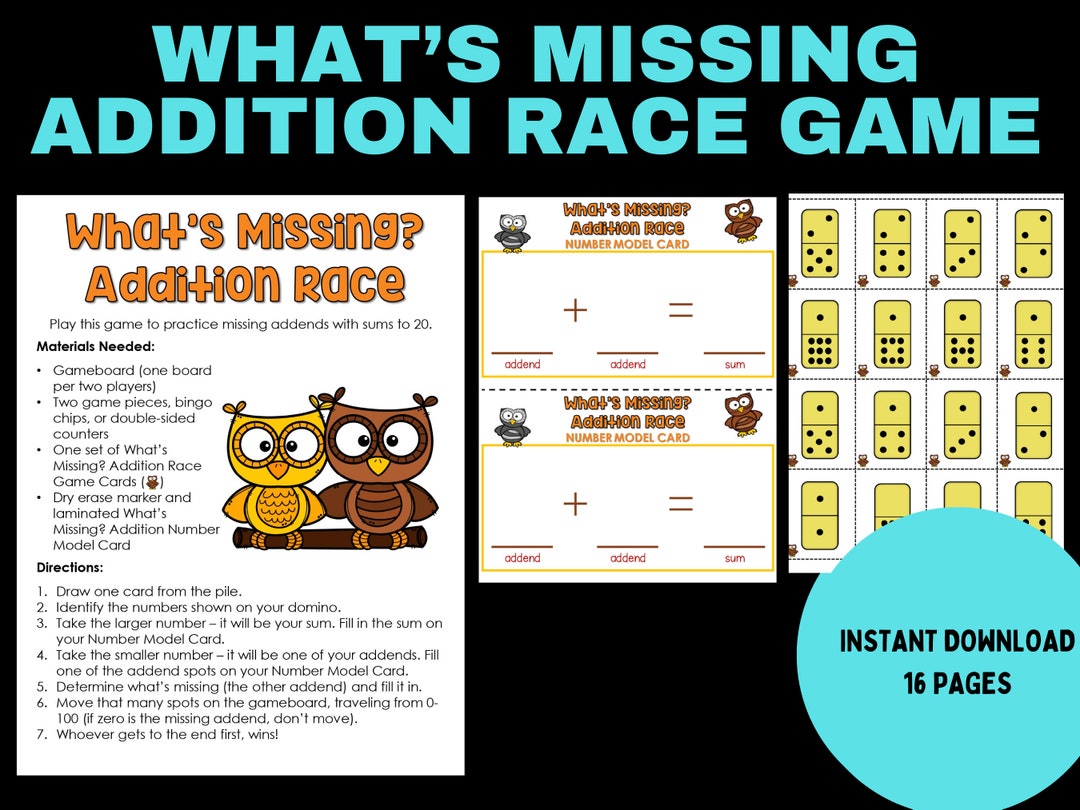 What’s Missing? Addition Race Activity - Etsy
