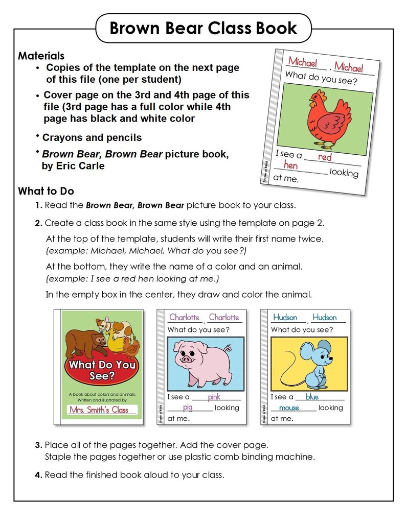 Brown Bear Printable Worksheets: Games & Activities (PDF) - Etsy