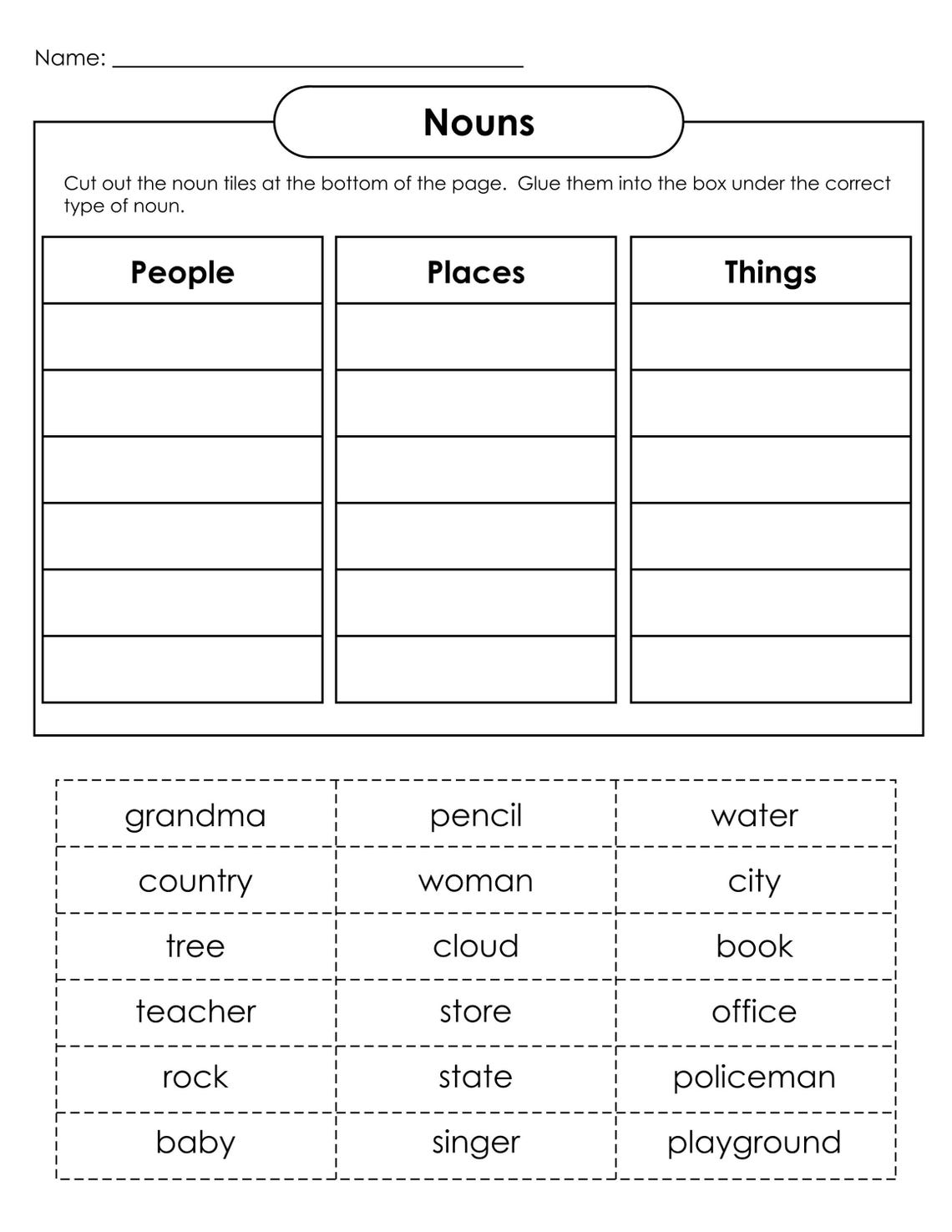 Noun Grammar Worksheets: Common, Proper, Plural (PDF Pattern) - Etsy