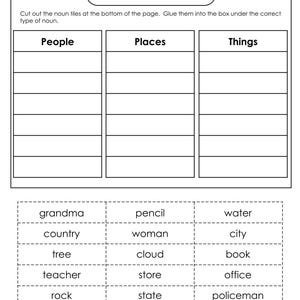 Noun Worksheets - Etsy