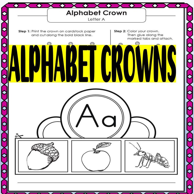 Alphabet Crowns | Trace and Color | A-Z - Etsy