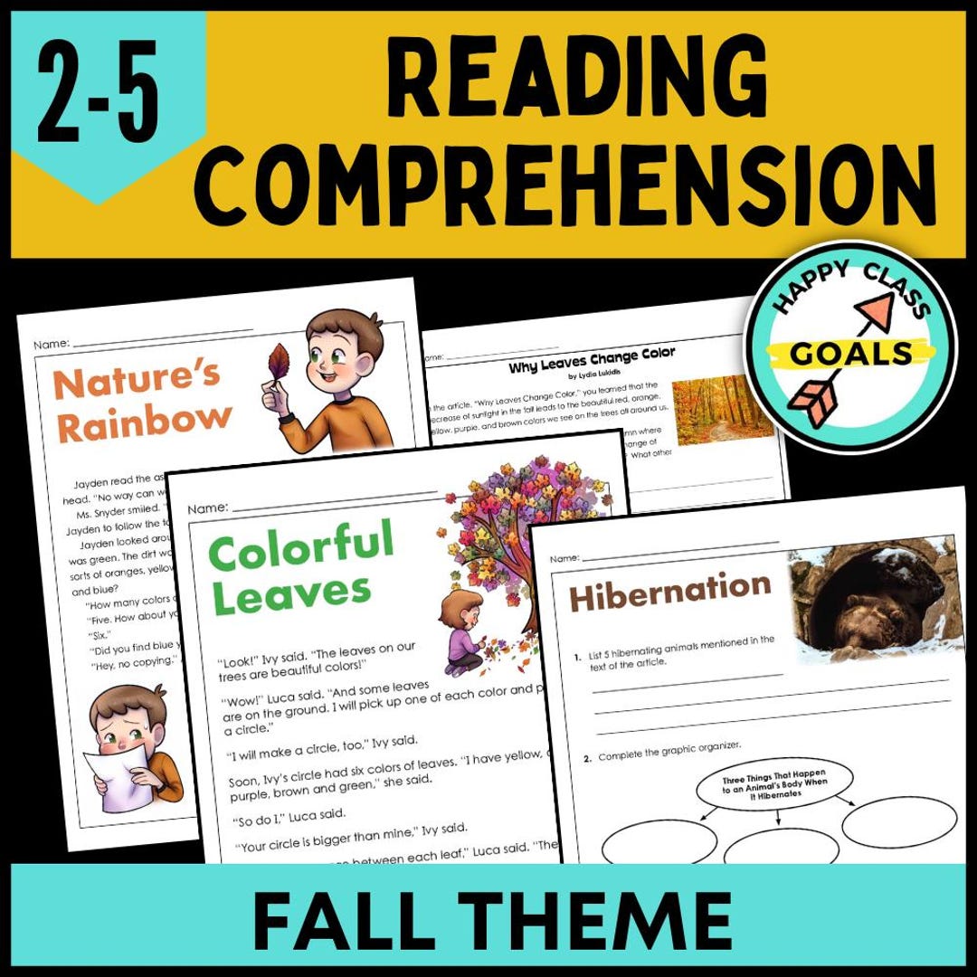 Autumn Reading Comprehension Passages for First and Second Graders - Etsy