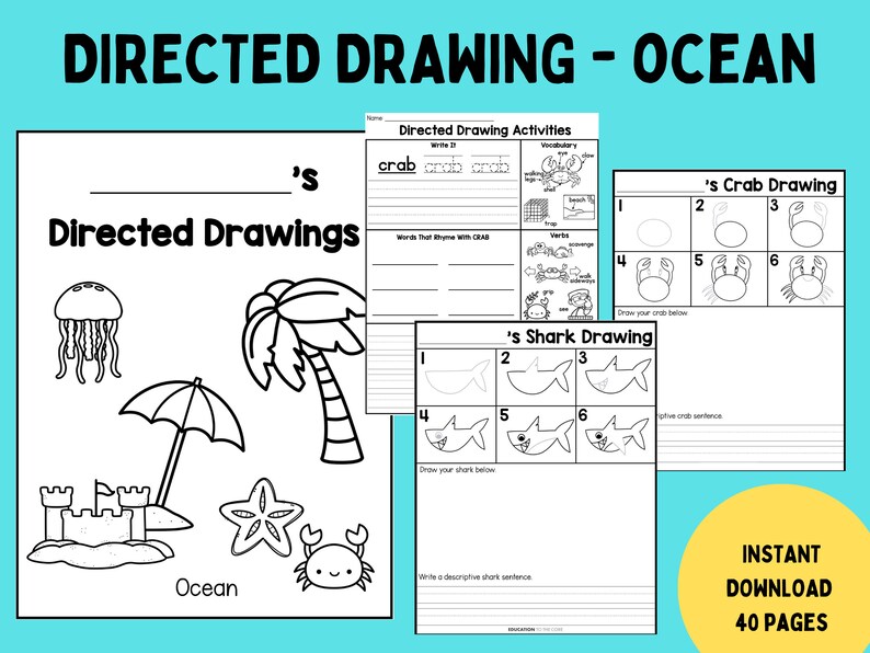 Directed Drawings – Ocean and Vocabulary Activities - Etsy