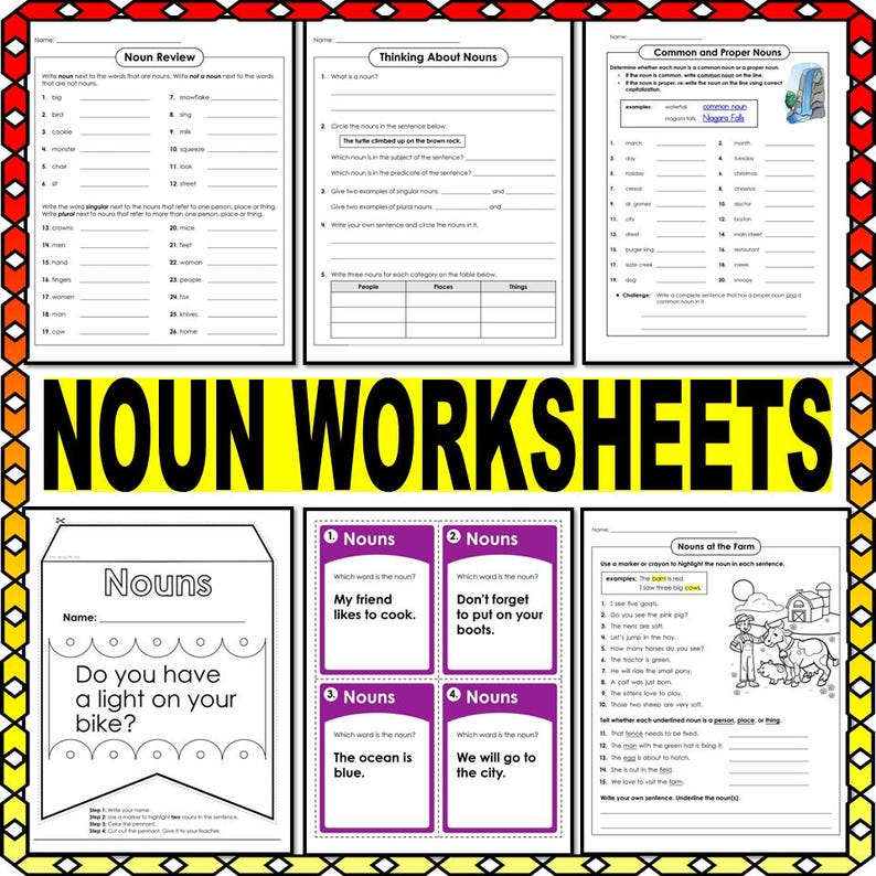 Noun Worksheets - Etsy