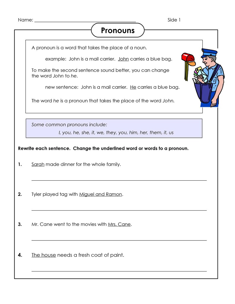 Pronoun Worksheets - Etsy
