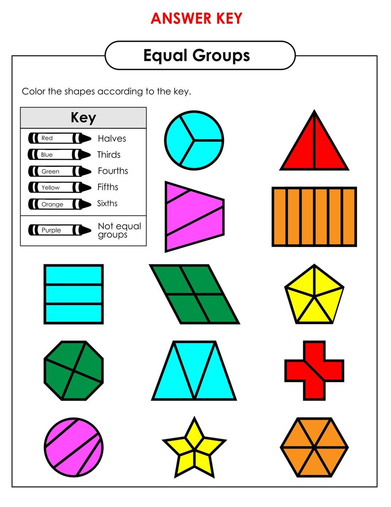 Basic Fractions Worksheets | First to First Grade - Etsy