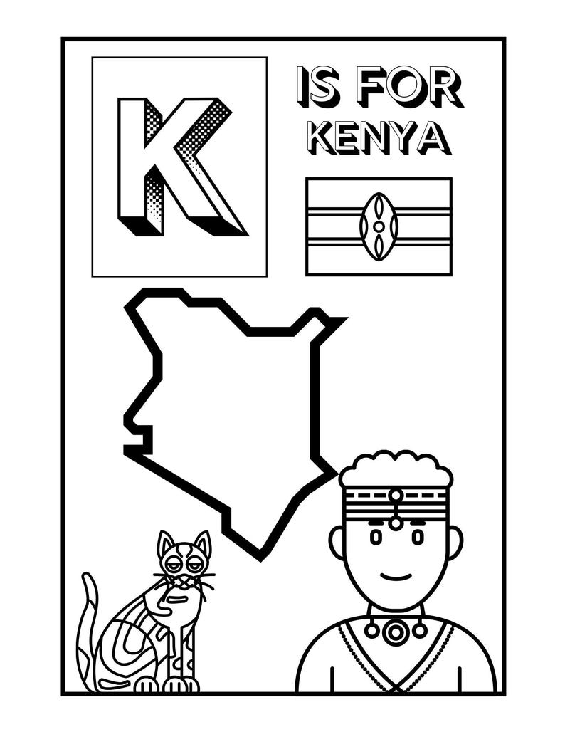 Countries Coloring Alphabet Pages | A - Z - Etsy