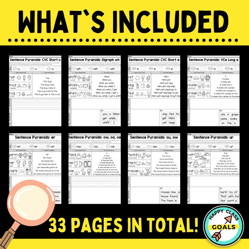 Daily Phonics Review – Sentence Pyramids - Etsy