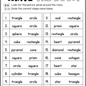 Write the Room Kindergarten Activity | 2D & 3D Shapes - Etsy