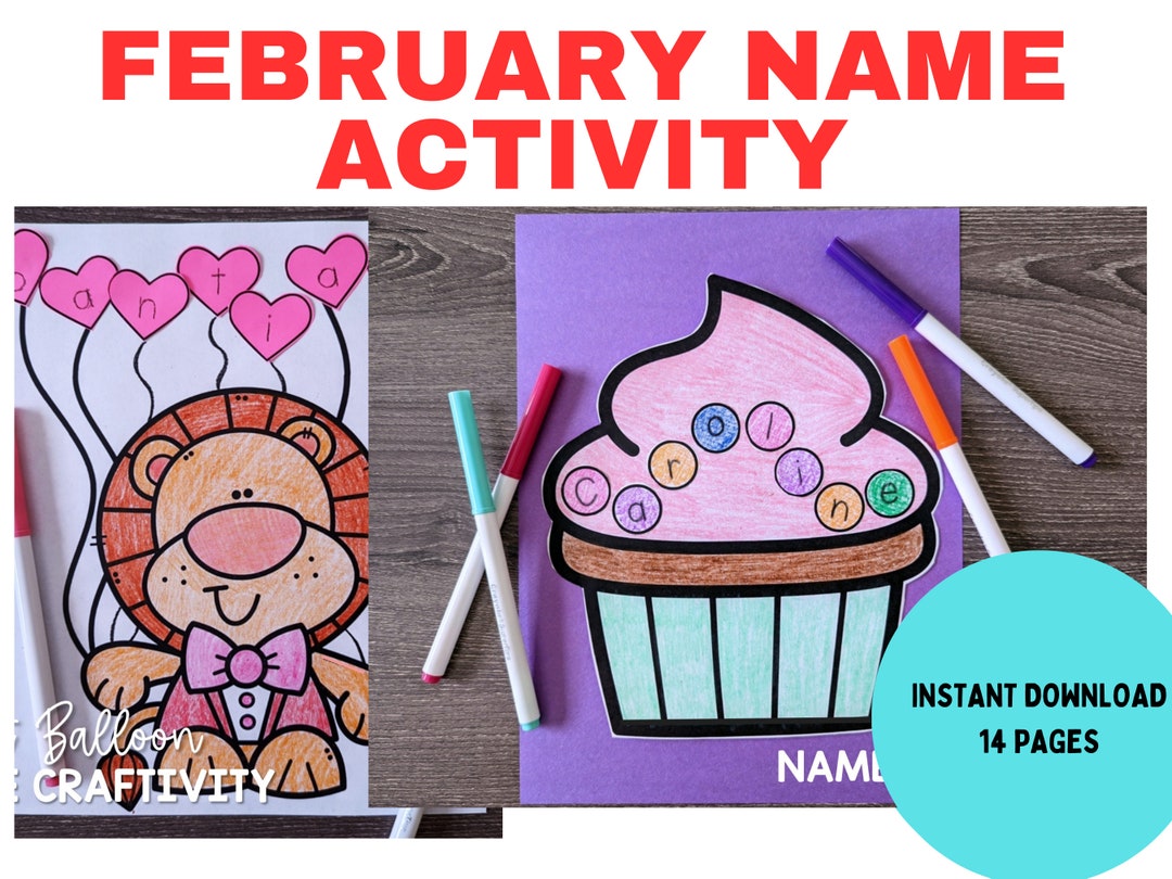 Editable Name Craftivities for Kindergarten | February Activities - Etsy