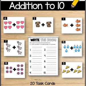 Write the Room Kindergarten Activity | Addition to 10 - Etsy