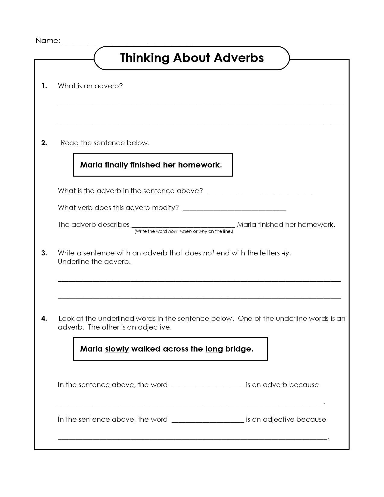 Adverbs Worksheets (PDF) - Etsy
