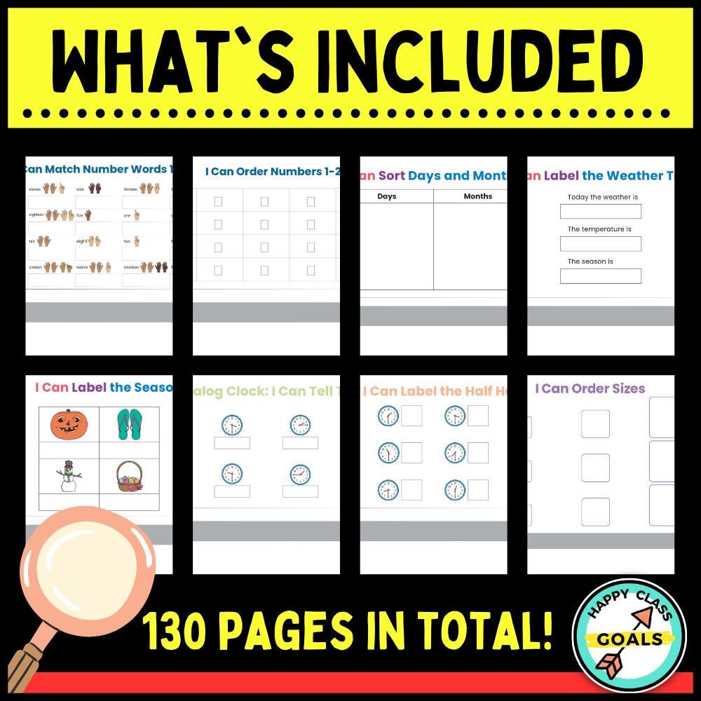 Math and Literacy IEP Work Adapted Activities for Special Education and ...