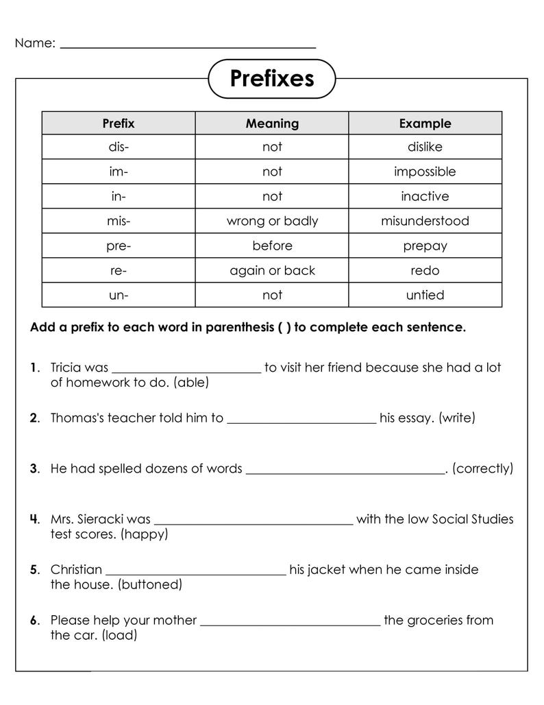 Suffix and Suffix Activity Worksheets - Etsy