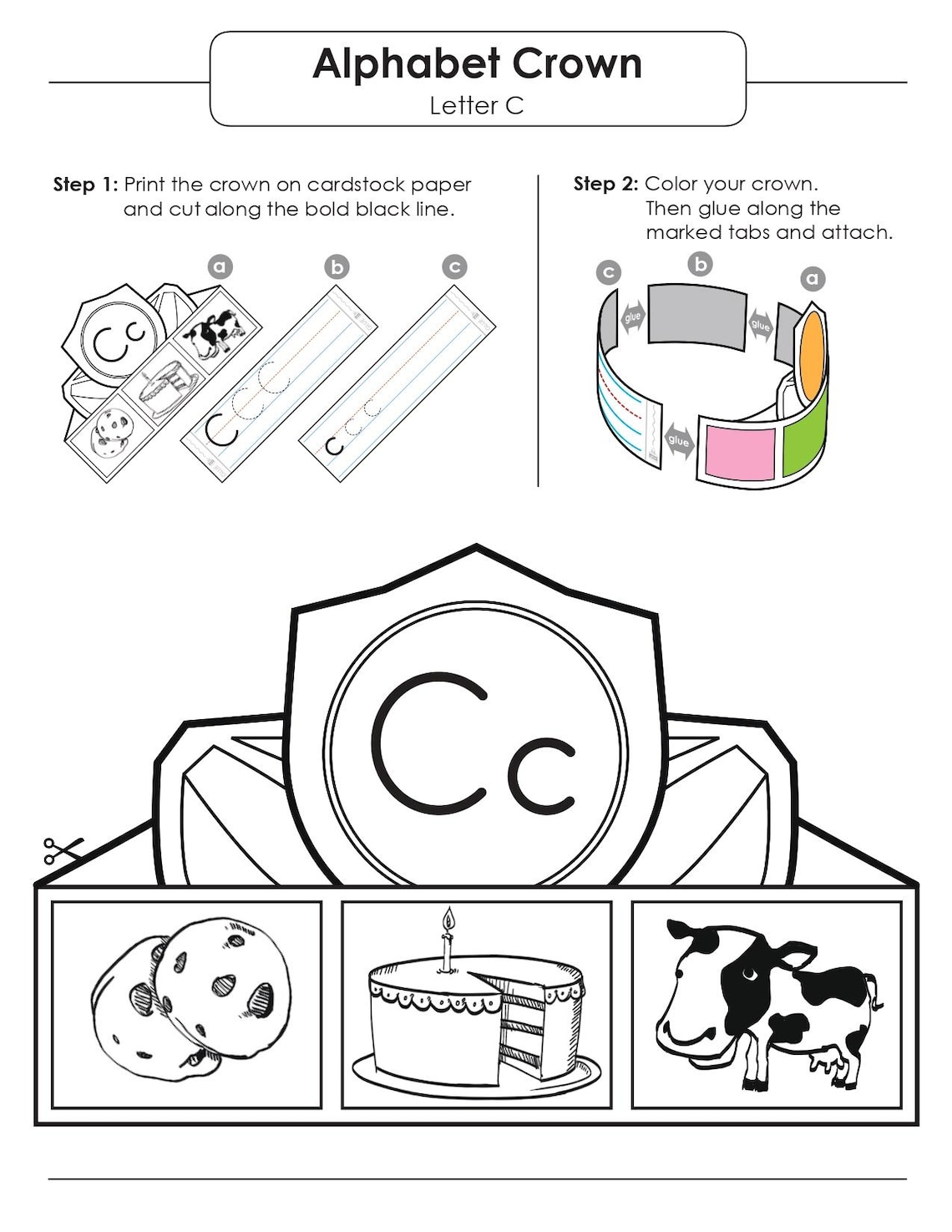 Alphabet Crowns | Trace and Color | A-Z - Etsy