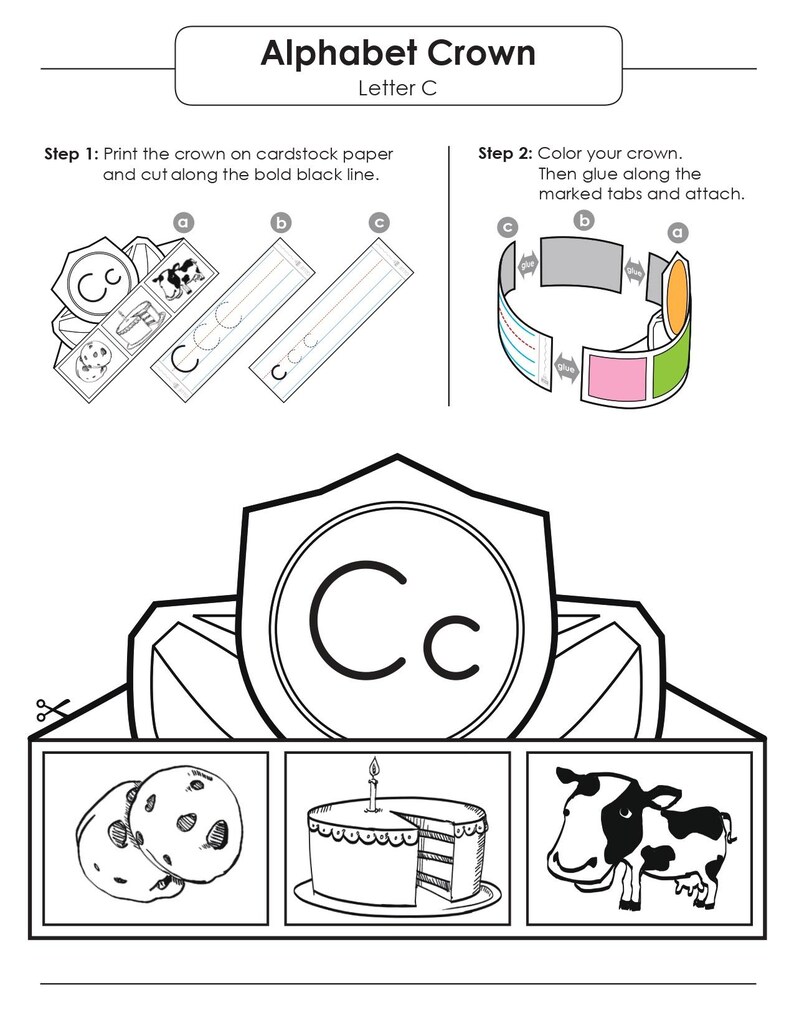 Alphabet Crowns | Trace and Color | A-Z - Etsy