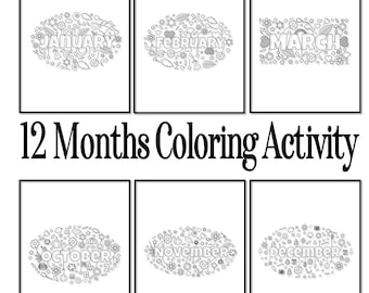 12 Printable Month Names Coloring Pages for Kids. Months of the Year ...