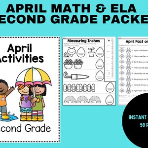 April Math and ELA Worksheet Activities for Second Grade - Etsy