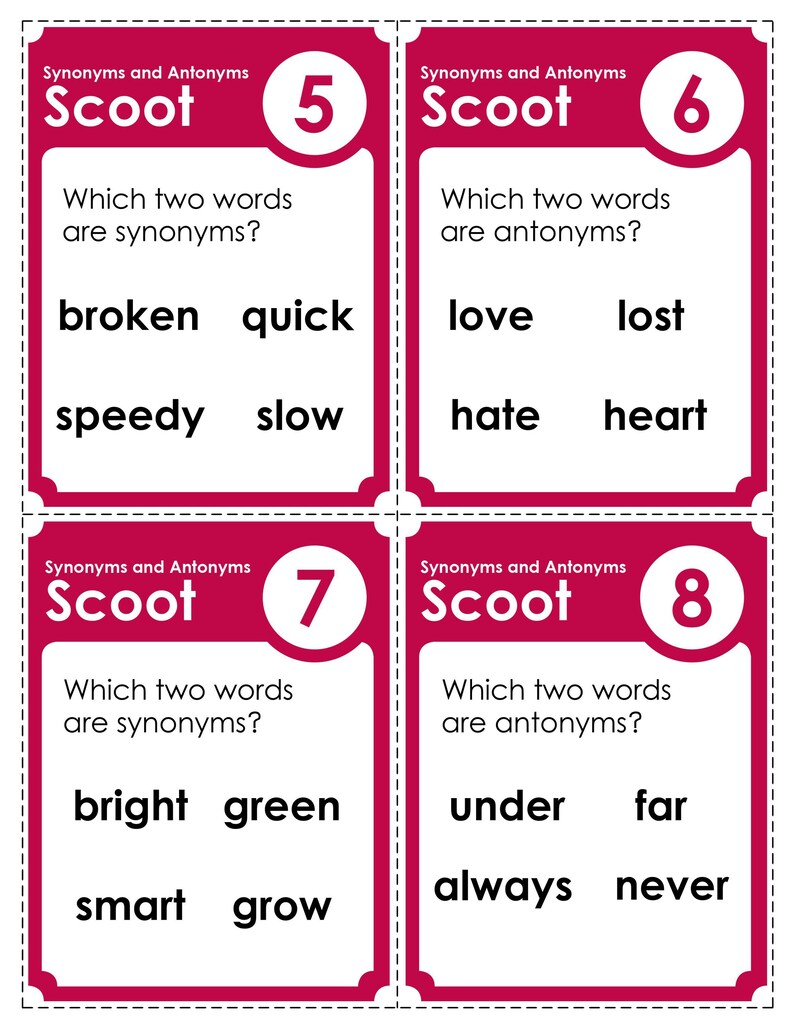 Synonyms and Antonyms Worksheets - Etsy