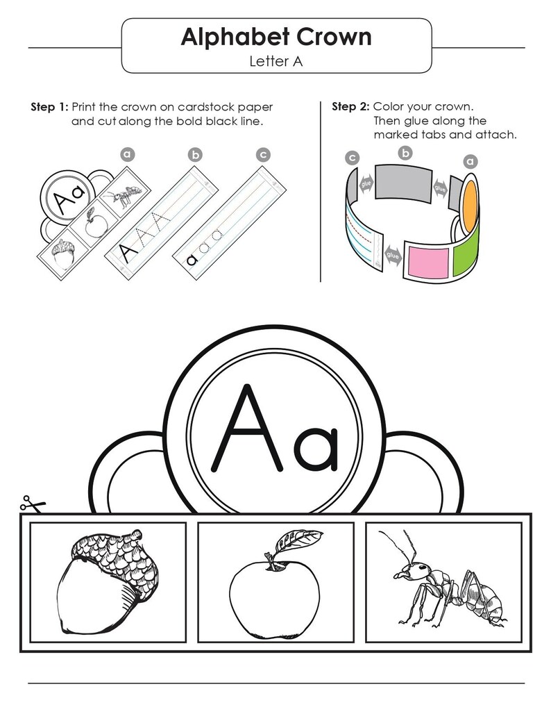 Alphabet Crowns | Trace and Color | A-Z - Etsy