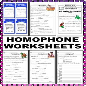 Printable Homophone Worksheets: Classroom Grammar (PDF) - Etsy