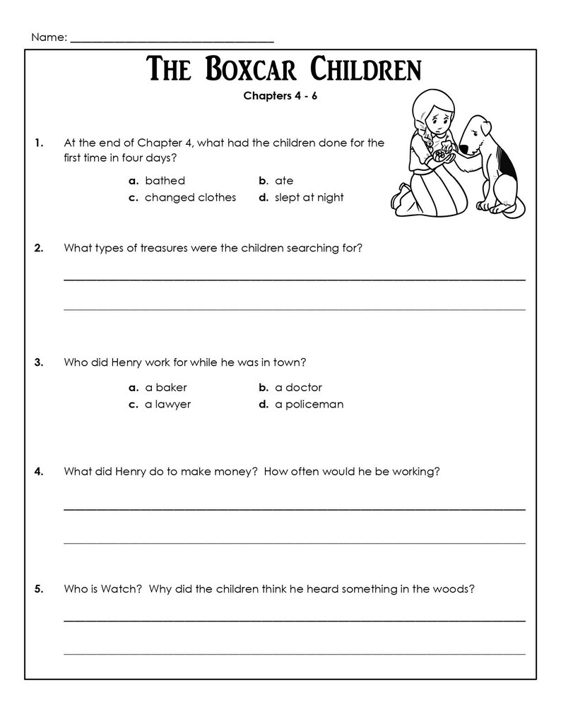 The Boxcar Children Worksheets - Etsy