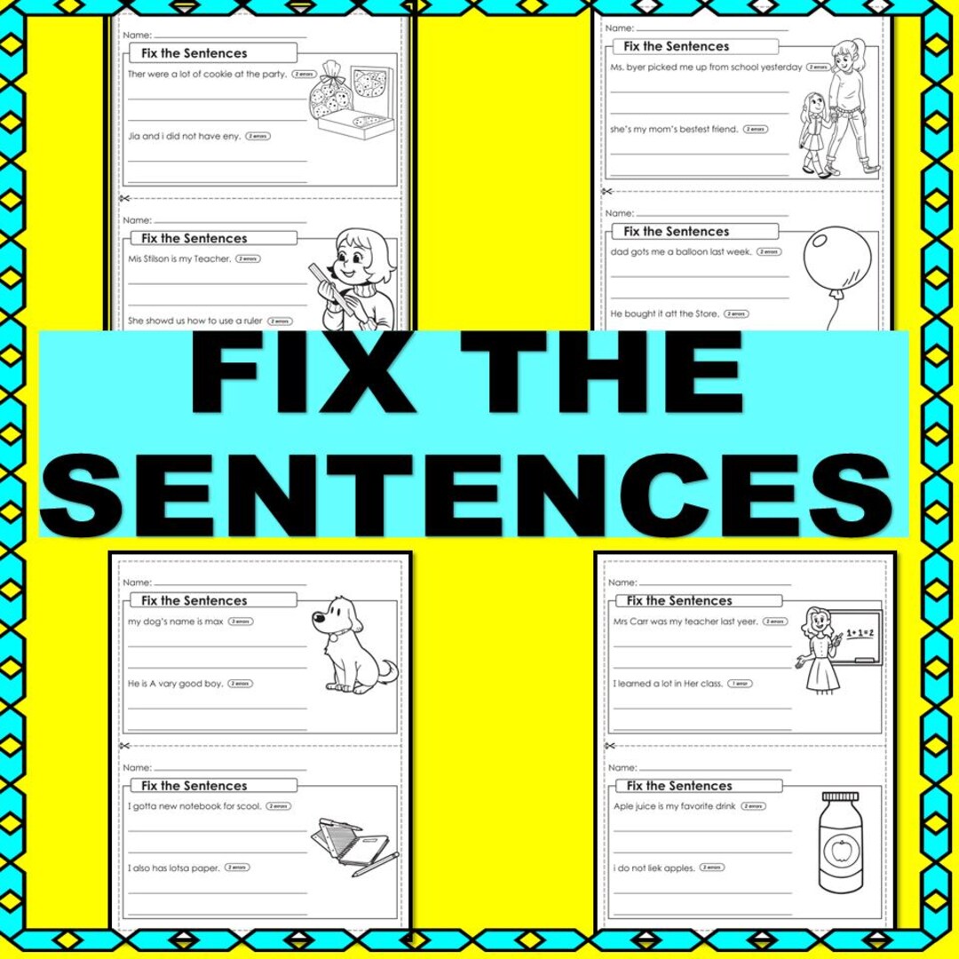 Fix the Sentences | Capitalization, Punctuation, Spelling - Etsy