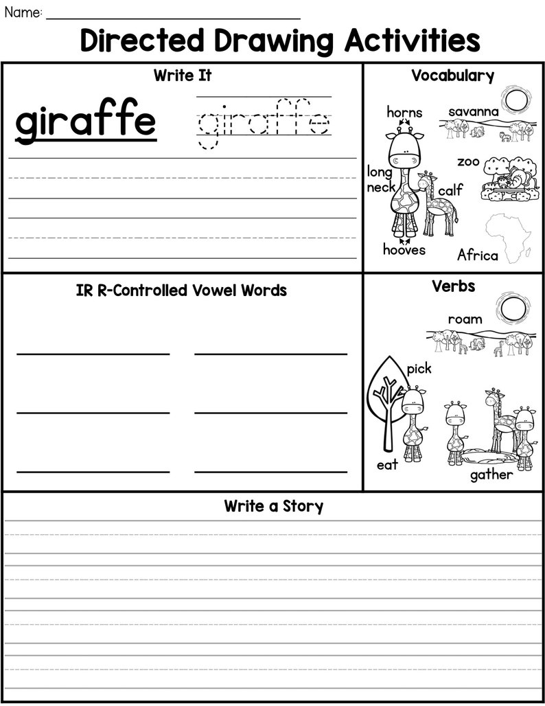 Animal Directed Drawing and Vocabulary Activity for Kids - Etsy