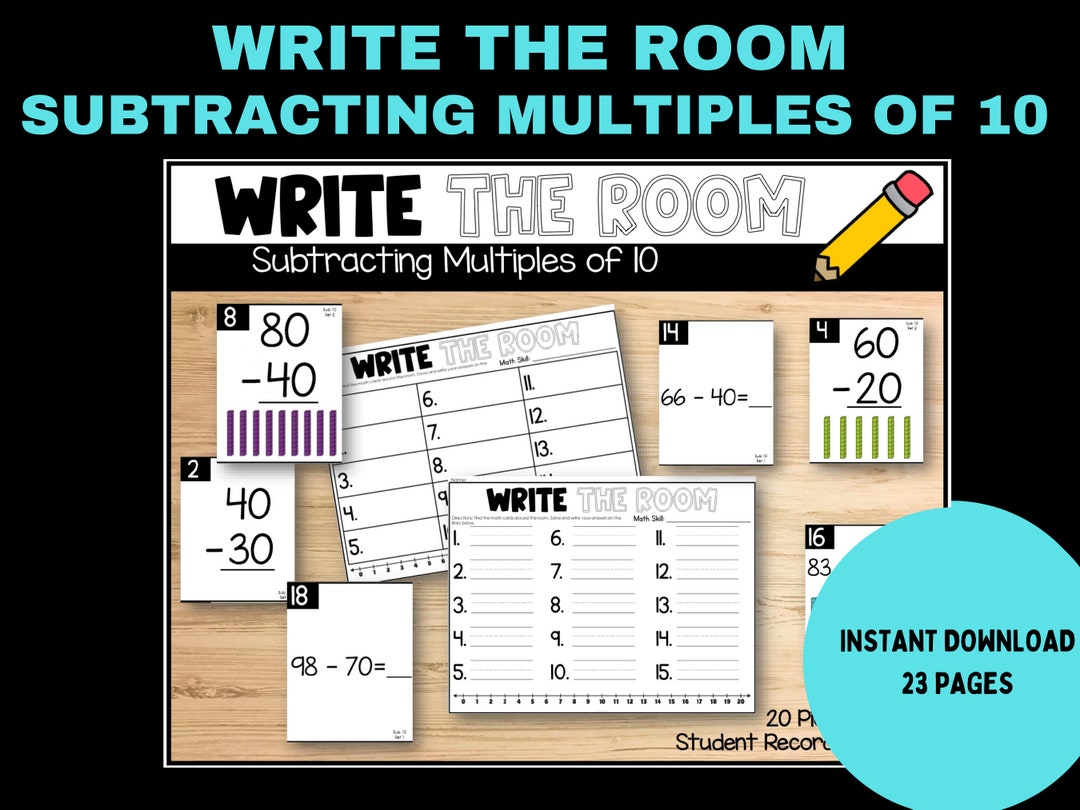 Write the Room First Grade Activity | Subtracting Multiples of 10 - Etsy