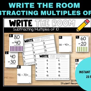 Write the Room First Grade Activity | Subtracting Multiples of 10 - Etsy