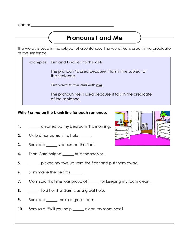 Pronoun Worksheets (printable Activities) - Etsy
