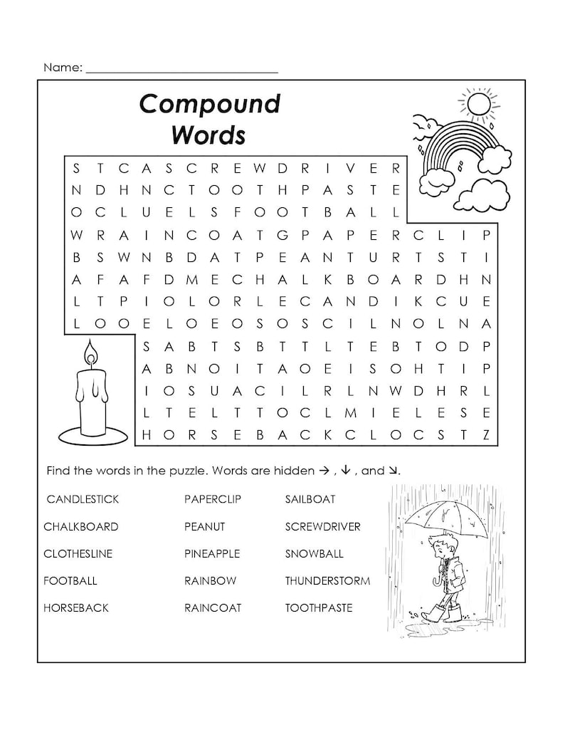 Compound Words Worksheets - Etsy