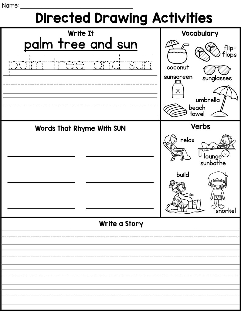 Directed Drawings – Ocean and Vocabulary Activities - Etsy