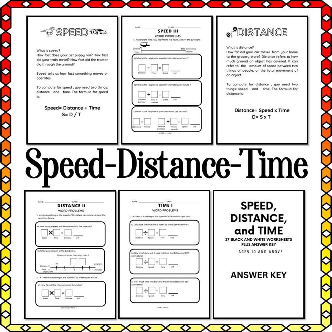Speed, Distance, and Time Worksheets - Etsy
