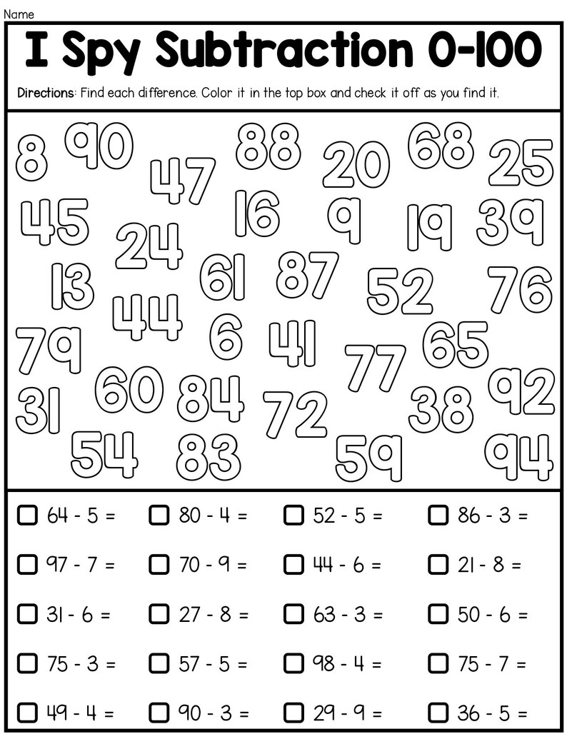 I Spy Math Printable Worksheets for Kids K-2 - Etsy