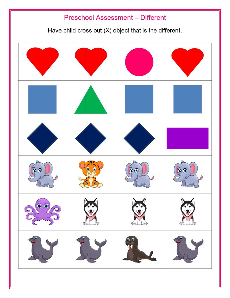 Preschool Assessment Printables - Etsy