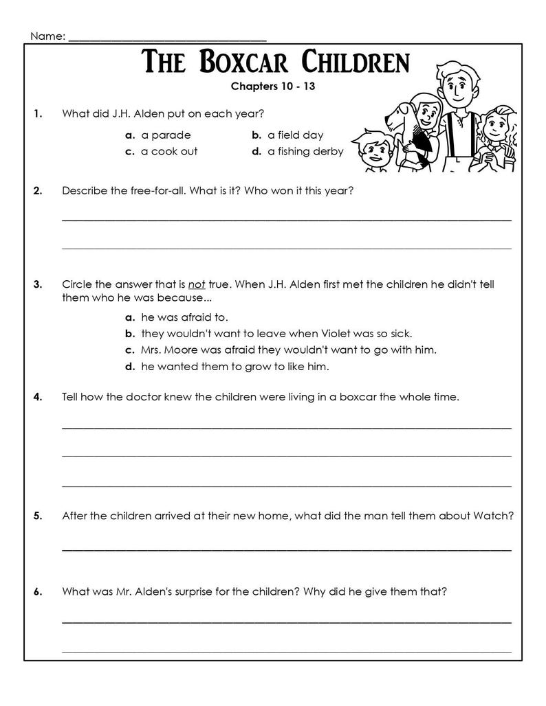 The Boxcar Children Worksheets - Etsy