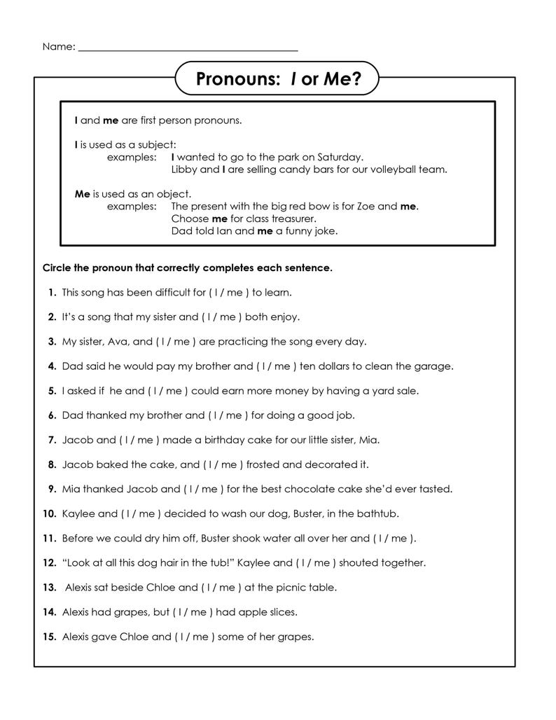 Pronoun Worksheets - Etsy