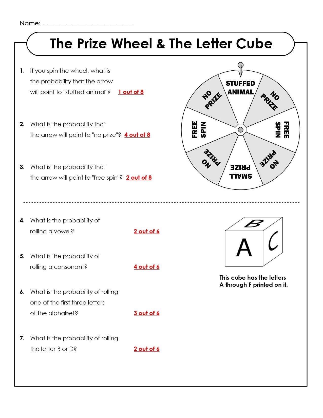 Printable Probability Worksheets: Math Activities (PDF Pattern) - Etsy