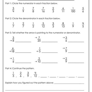 Basic Fractions Worksheets | First to First Grade - Etsy