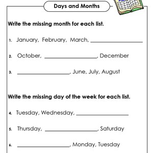 Calendar Skills and Worksheets for Students - Etsy