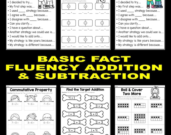 Math Fact Fluency Addition and Subtraction to 20 Timed Tests Practice ...