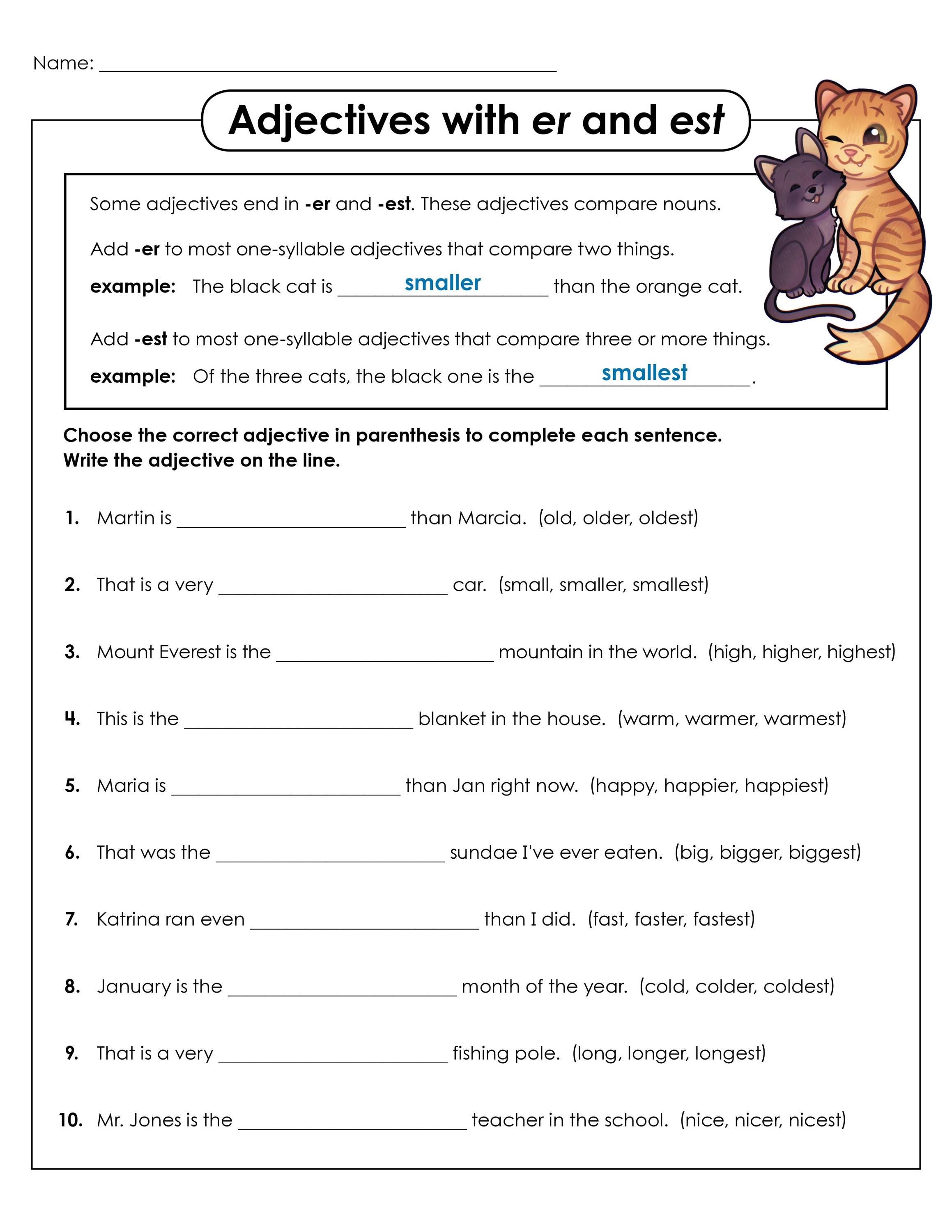 Adjectives Worksheets for Kids | Grammar & Writing Activities ...