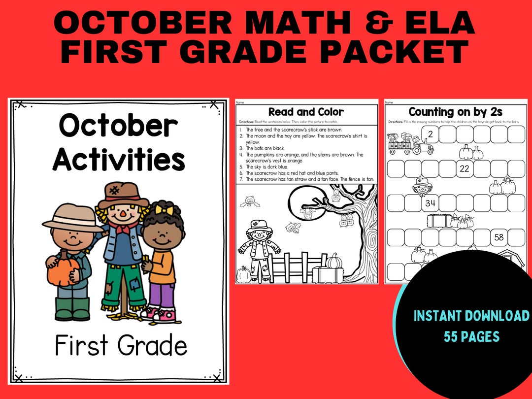 October Math and ELA Worksheet Activities for First Grade - Etsy