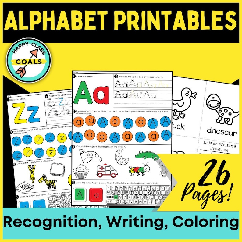 Alphabet Printable Activity Worksheets - Etsy