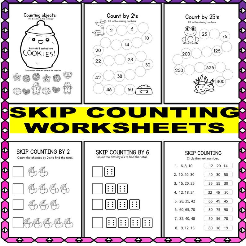 Skip Counting Worksheets - Etsy