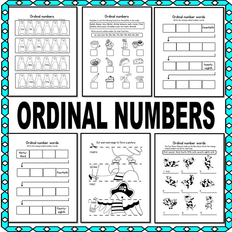 Ordinal Numbers Worksheets - Etsy