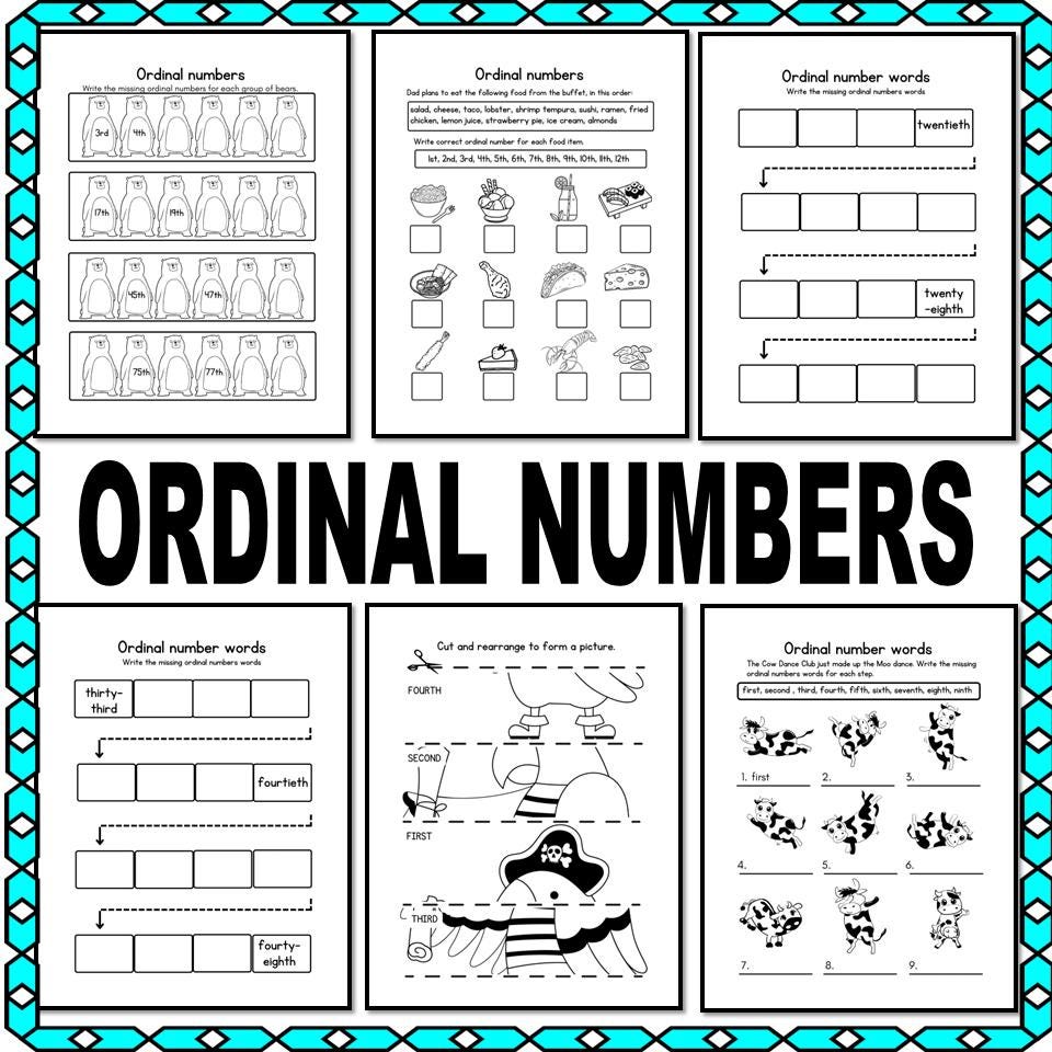 Ordinal Numbers Worksheets - Etsy