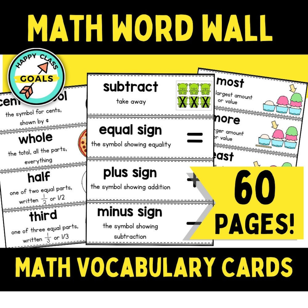 Word Wall Math Vocabulary Cards - Etsy