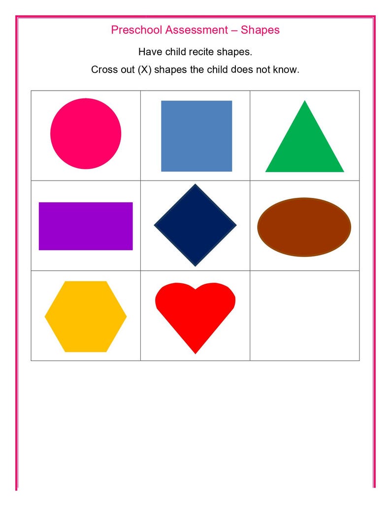 Preschool Assessment Printables - Etsy